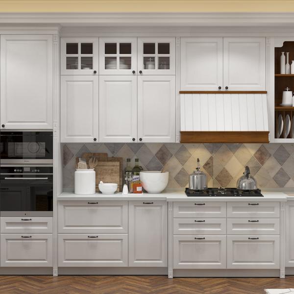 Quality Readymade Kitchen Cabinets Traditional Style Frameless Brushed Nickel Hardware for sale