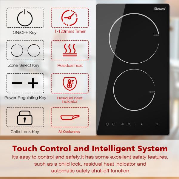 Quality 30cm Double Ceramic Hob 2 Zone Portable Double Electric Hobs With Plug for sale