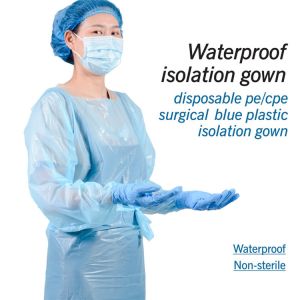 Quality Non Sterile Waterproof CPE Disposable Gown Reinforced Surgical Isolation Gown for sale