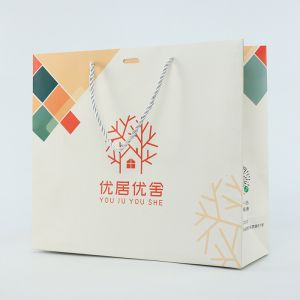 Quality Boutique Shopping Clothes Custom Logo Paper Bag Printed White With Ribbon Handle for sale