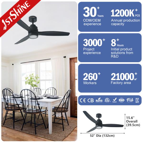 Quality Remote Control 220V 50HZ 6 Speed LED Ceiling Fan With 3 Wood Blades for sale