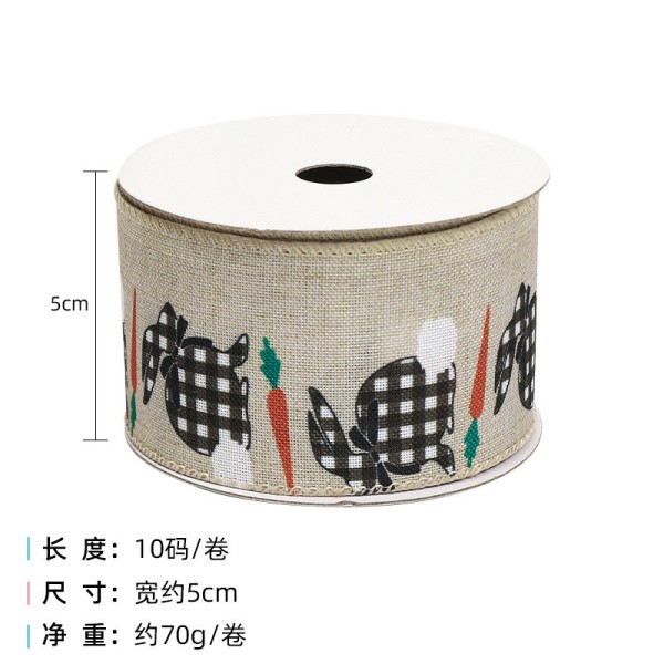 Quality Egg And Rabbit Easter Wired Ribbon 50mm 5cm Easter Bunny Ribbon for sale