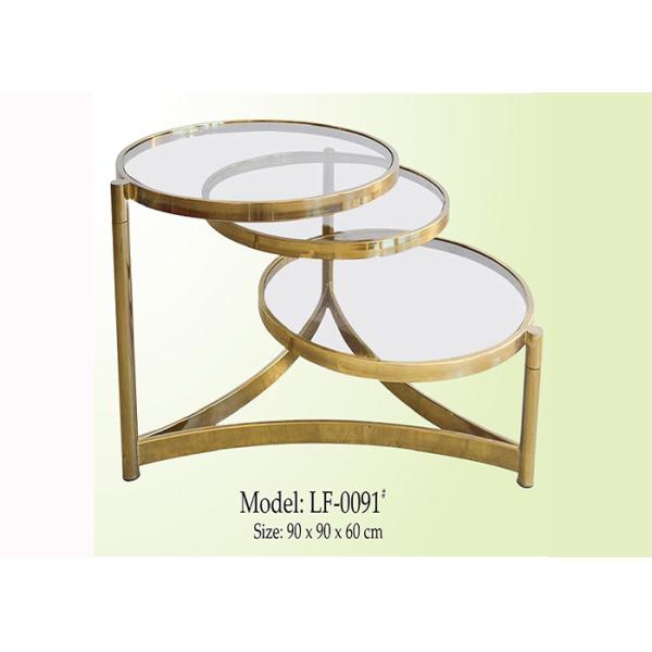 Quality Living Room 90*90CM 40KGS Round Glass Coffee Table for sale
