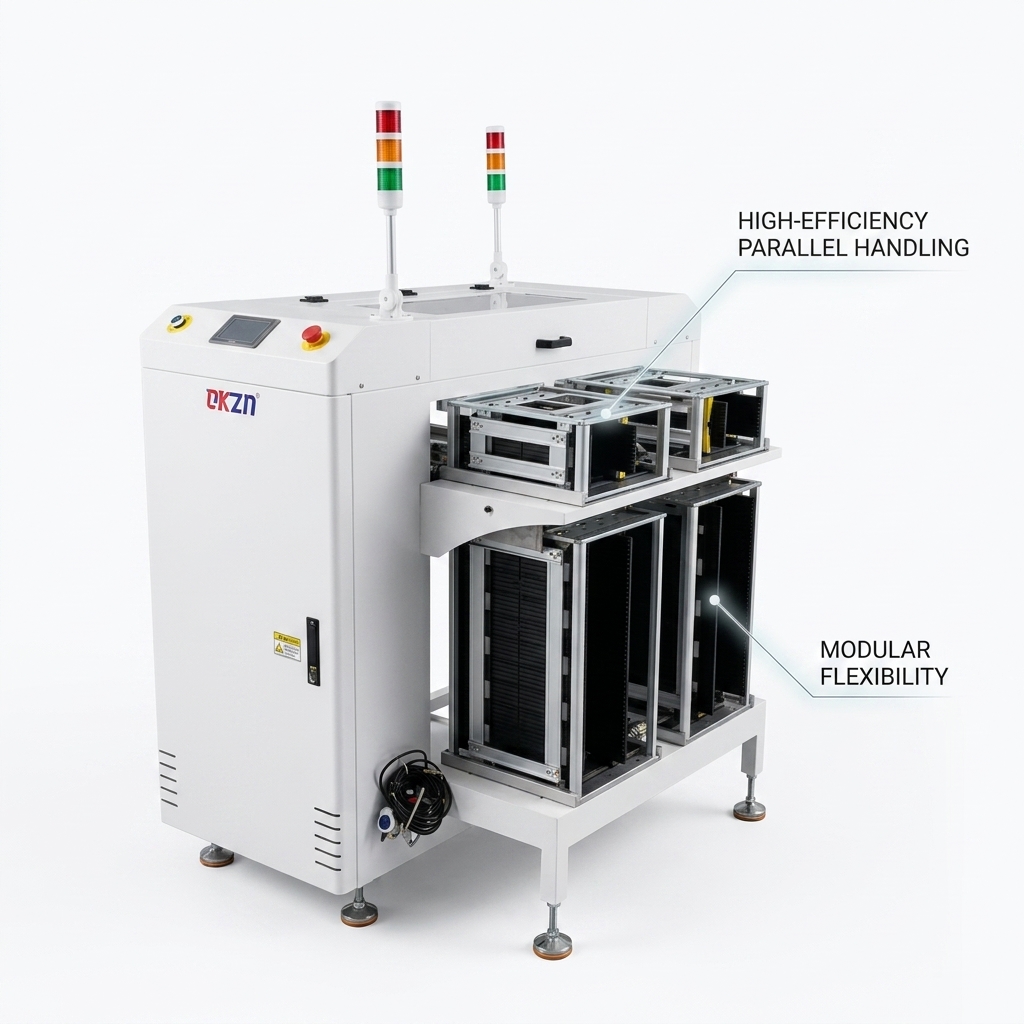 Quality Dual-track SMT Unloader Machine Handling of NG OK Boards for Streamlined Production Line Automation and Inspection Processes for sale