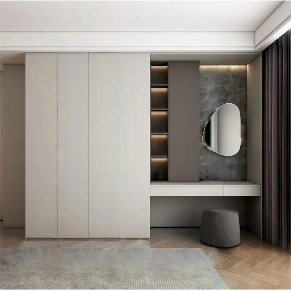 Quality Modern Walnut Hotel Room Wardrobe With Dresser All In One for sale