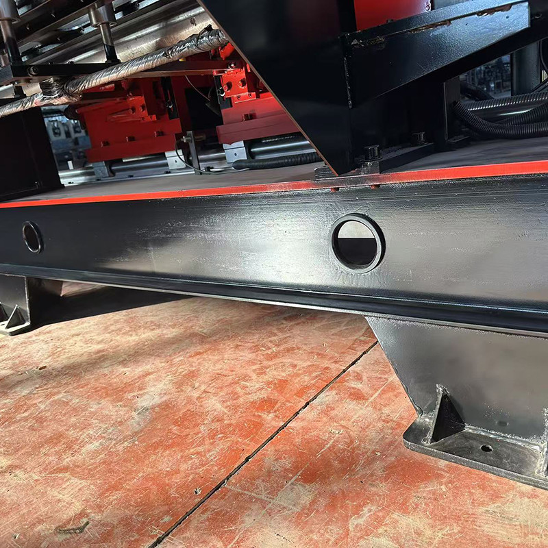 Cable tray punching machine in operation