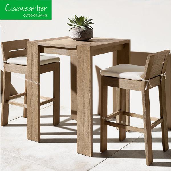 Quality Modern Patio Garden Bar Chair Durable and Strong Teak Wood Furniture for Courtyard for sale
