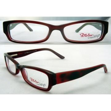 Quality Rectangular Red Hand Made Retro Acetate Optical Frame with Demo Lens for sale