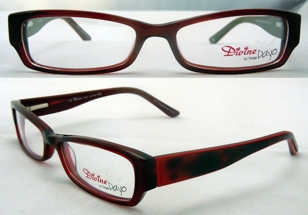 Quality Rectangular Red Hand Made Retro Acetate Optical Frame with Demo Lens for sale