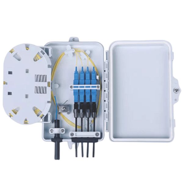 Quality 4Port Fiber Optic Terminal Box SC Simplex SM Cables White Waterproof IP-66 for sale