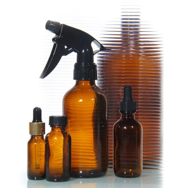 Quality 16 Oz Round Boston Amber Glass Lotion Bottles Perfume Sprayer for sale