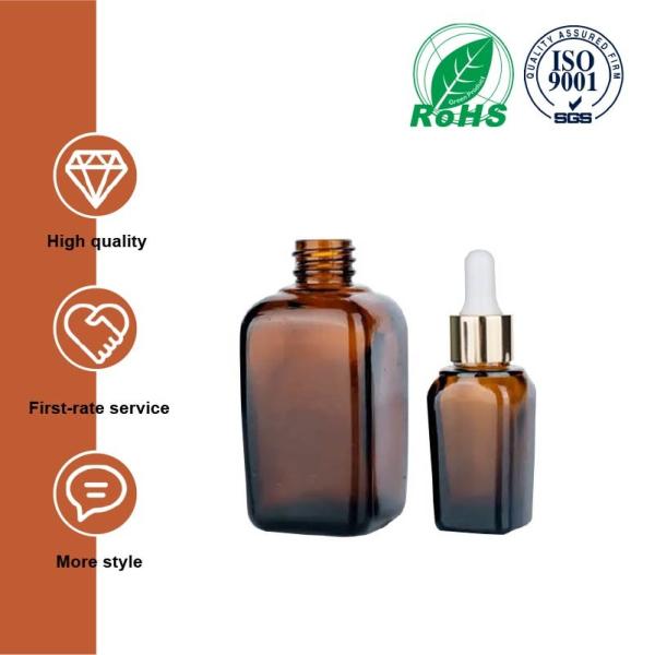 Quality 40ml Transparent Cosmetic Dropper Bottles Brown Glass Dropper Bottles Customized for sale