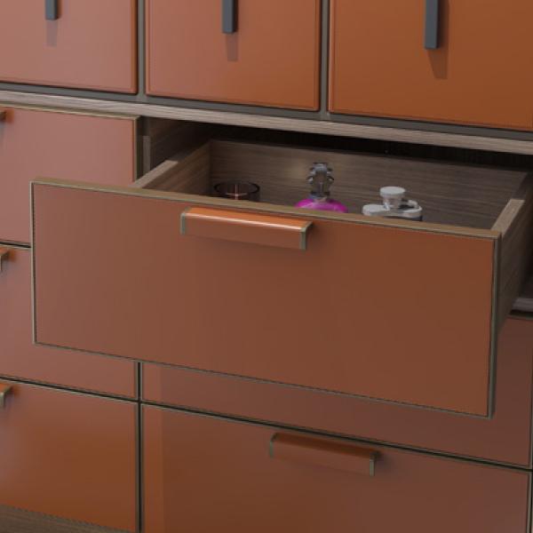 Quality MJMFHD Custom ENF Grade PVC Leather Drawer Front Panel for Wardrobe, with Sealed for sale