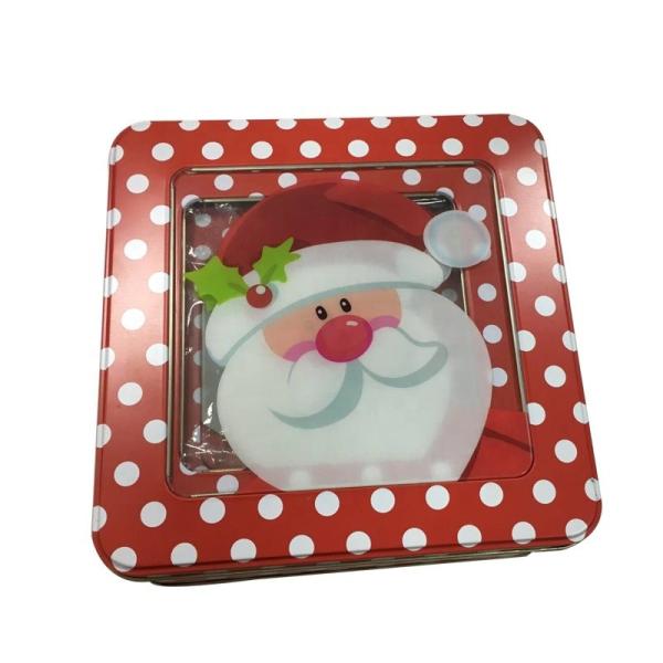 Quality Holiday Tin Box with Window Michael Tins Wedding Favor Tins Square Cake Tins for sale