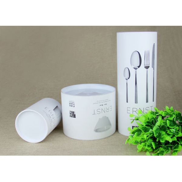 Quality Creative White Cardboard Paper Composite Cans with different sizes for Knife and Fork for sale