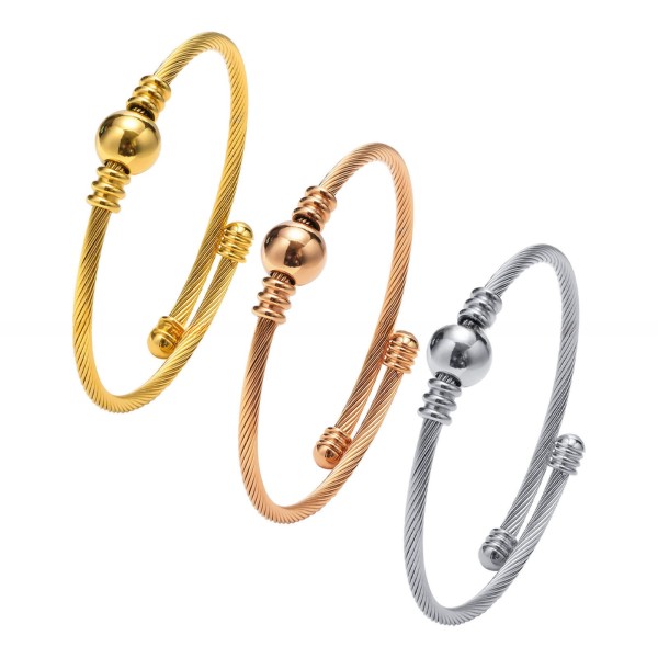 Quality Stainless Steel Adult Gold Bracelet Bangle With Channel Setting Inlay for sale
