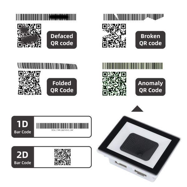 Quality Embedded NFC Barcode Scanner PDF417 Wiegand QR Code Reader White for sale