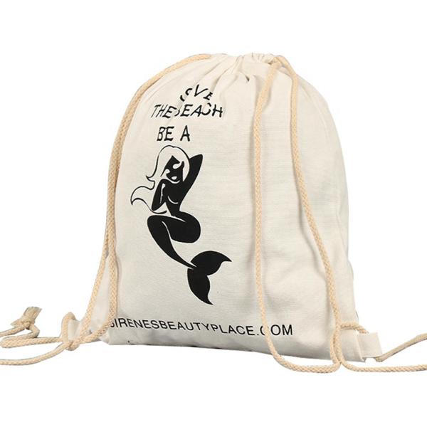 Quality BSCI Custom Cloth Drawstring Bags , SA8000 PMS Cotton Canvas Drawstring Backpack for sale