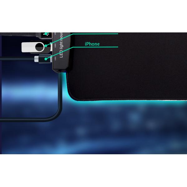 Quality OEM 4 USB HUB Mouse Pad Large 14 Lighting Modes With 5mm Thickness for sale