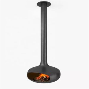 Quality Morden Black Ceiling Suspended Wood Burning Steel Fireplace Stove For Indoor for sale