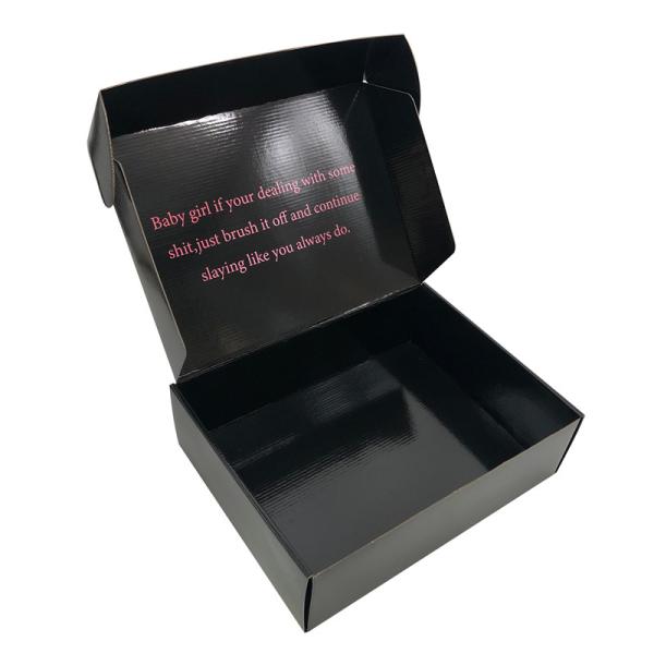 Quality Glossy Black Cardboard Corrugated Boxes , Foldable Kraft Paper Carton Box for sale