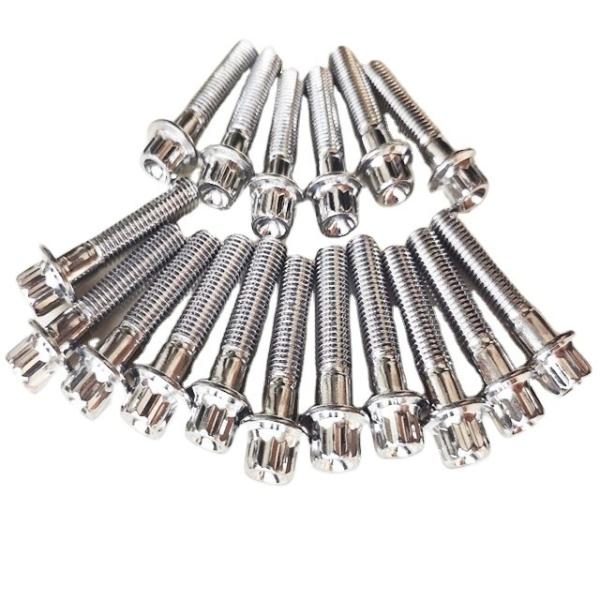 Quality Power Generation Industry Titanium Bolt M8 x 1.25 x 32mm 12 Point Flange with DIN Standard and Silver Finish for sale