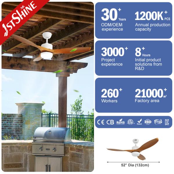 Quality Outdoor Waterproof IP65 ABS Plastic Ceiling Fan with 52 Inches Blades and Remote for sale