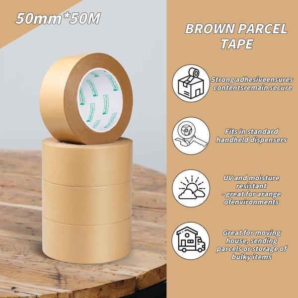 Quality Customized Logo Waterproof Kraft Paper Packaging Tape Roll With Acrylic Adhesive for sale