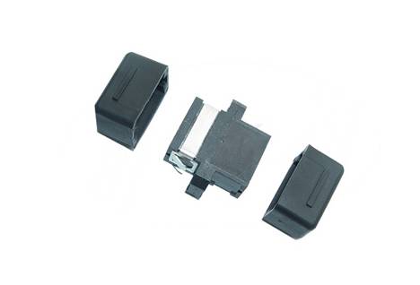 Quality SM,MM Black Full Flange Std. Footprint 8/12/24 cores Fiber Optic MTP Adapter w/ 2 Dust Caps for sale