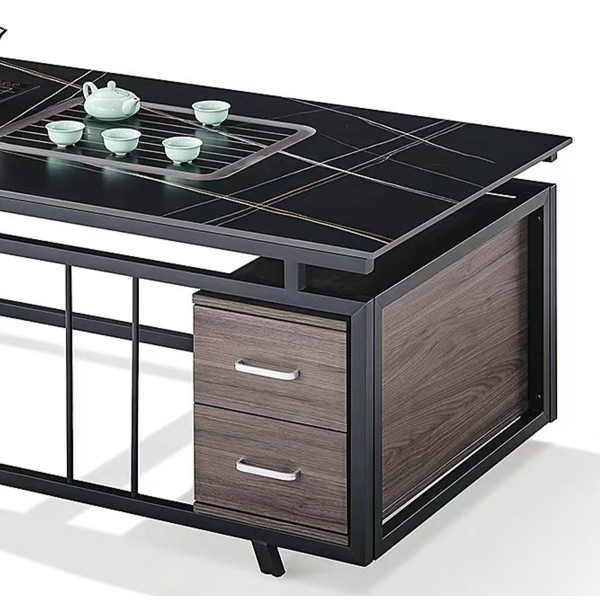 Quality Modern Office Tea Table Kettle Stone Metal Frame Rectangular Heat-Resisting for sale