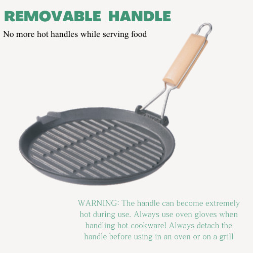 Quality 27cm Cast Iron Grill Griddle 10inch With Folding Handle ISO9001 for sale