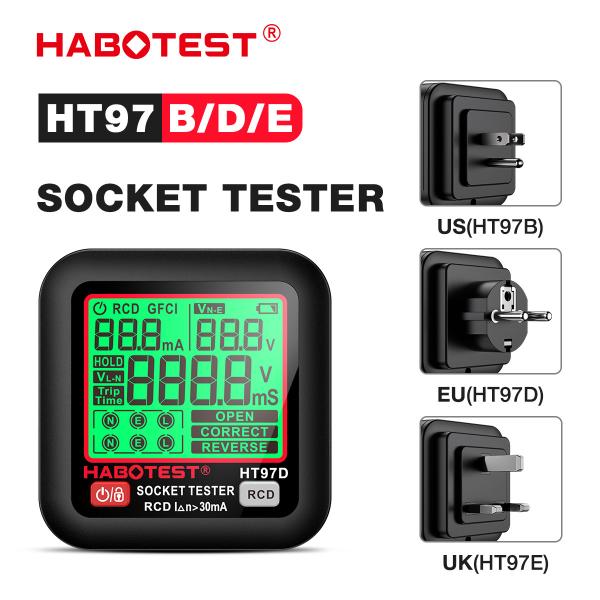 Quality HT97 Digital Socket Tester Smart Voltage Detector RCD GFCI Voltage Test EU US UK for sale