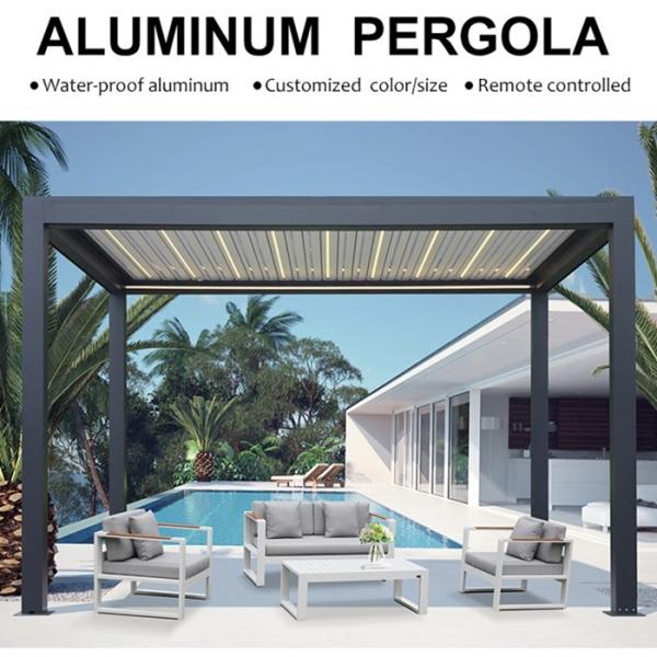 Quality Aluminum Louvered Pergola Outdoor Courtyard Leisure Deluxe Louvered Pergola for sale