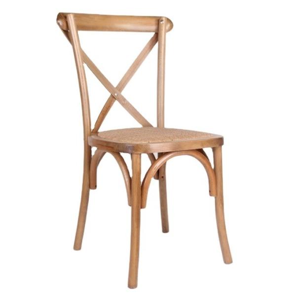 Quality Rattan Cross Back Chair for Dining Room Wedding Modern Wooden Chair in Brown/Natural/White/Red Wine 25 Days Delivery for sale