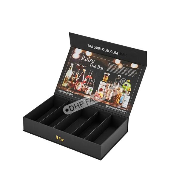 Quality Luxury Black Magnetic Closure Gift Box For Condiment With Paper Divide for sale