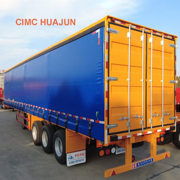 Quality Green Transport Utility Dry Van Truck Trailer with Cage CIMC HUAJUN Customers Optional for sale
