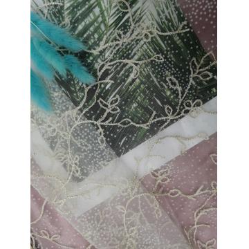 Quality Polka Dot Embroidery Flocking Flocked Mesh Fabric Floral Lace for sale