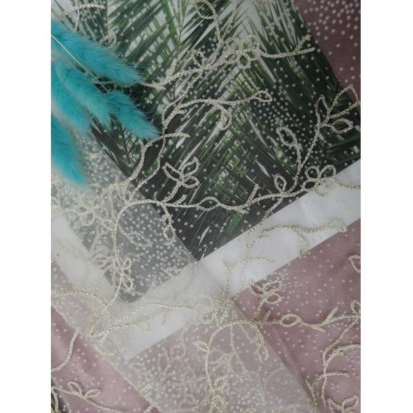 Quality Polka Dot Embroidery Flocking Flocked Mesh Fabric Floral Lace for sale