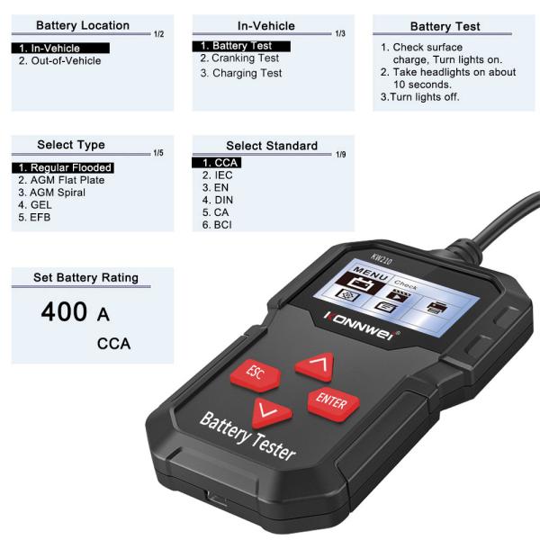 Quality 2020 Top Suppliers Konnwei Car Battery Tester All 12V Vehicles OBD2 EOBD for sale