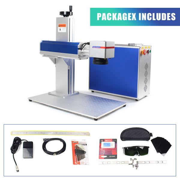 Quality Stainless Steel Fiber Laser Marking Machine Raycus Max JPT Rotary Axis 20W-100W for sale