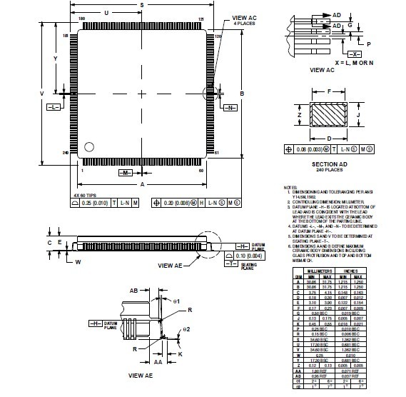 Quality Integrated Circuit Chip C68360 QUad Integrated Communication Controller (QUICC) MC68360EM25 MOTOROLA QFP240 for sale