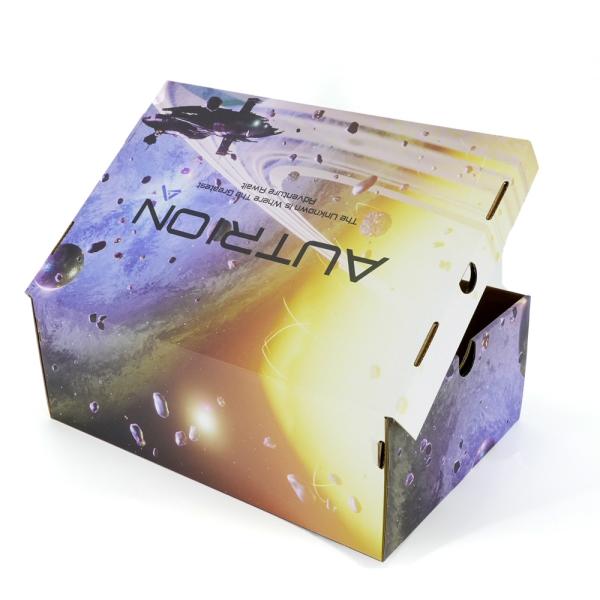 Quality Purple Color Print Empty Corrugated Cardboard Shoe Display Box Luxury Foldable Design for sale