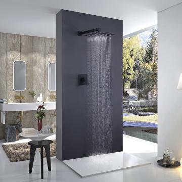 Quality Matte Black Luxury Rain Bathroom Shower Faucets Mixer Set for sale