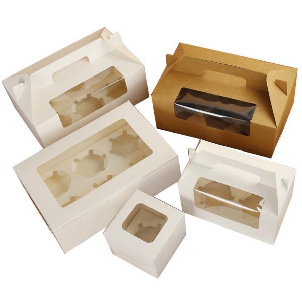 Quality White Brown Mini Paper Kraft Pastry Boxes Cake Tasting With Compartments for sale