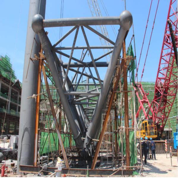Quality 100m Long Span Truss Structure Grey Q345 Steel Tube Trusses On Site Installation for sale