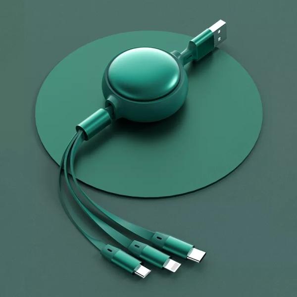Quality Retractable 3 In 1 Micro USB Cable , 120cm Type C Data Cables ODM for sale