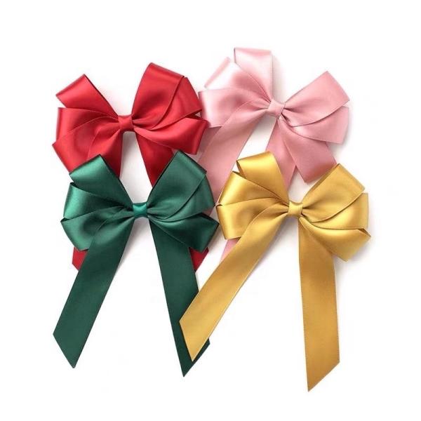 Quality Red Pre-tied Satin Ribbon Bow for Gift Box Packing MSD Customized Self Adhesive for sale