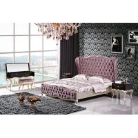 China Fabric Solid Wood MDF Board European King Size Beds 5 Piece Custom Logo for sale