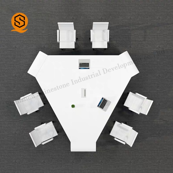 Quality Triangle Shape Solid Surface Conference Table Fire Resistant for sale
