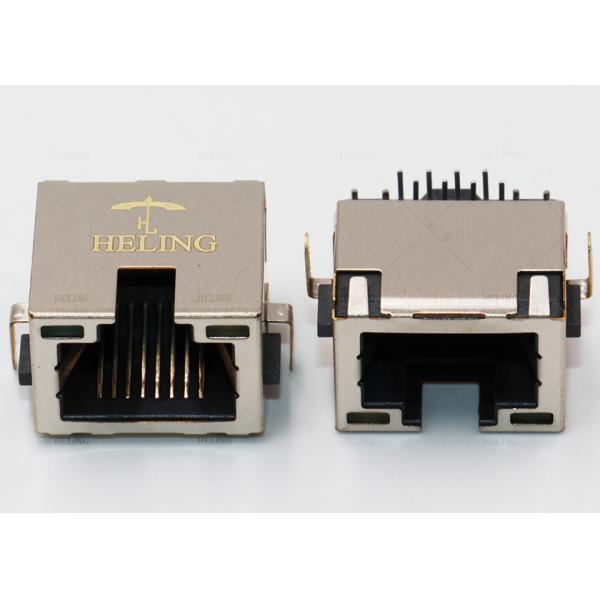 Quality 8P8C Brass Shielded PCB RJ45 Jack , Brass Shielded PCB Mount RJ45 Connector for sale